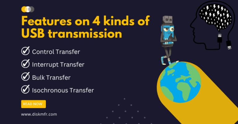 What are the features of the 4 kinds of USB transmissions?
